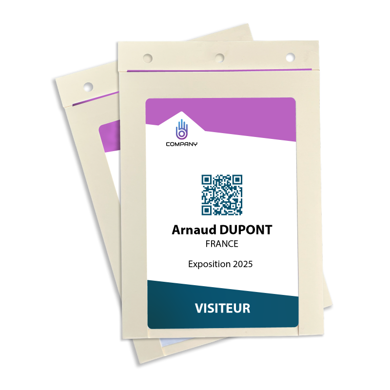 Lot de 100 porte-badge cartonné ECO au format A6 avec fenêtre