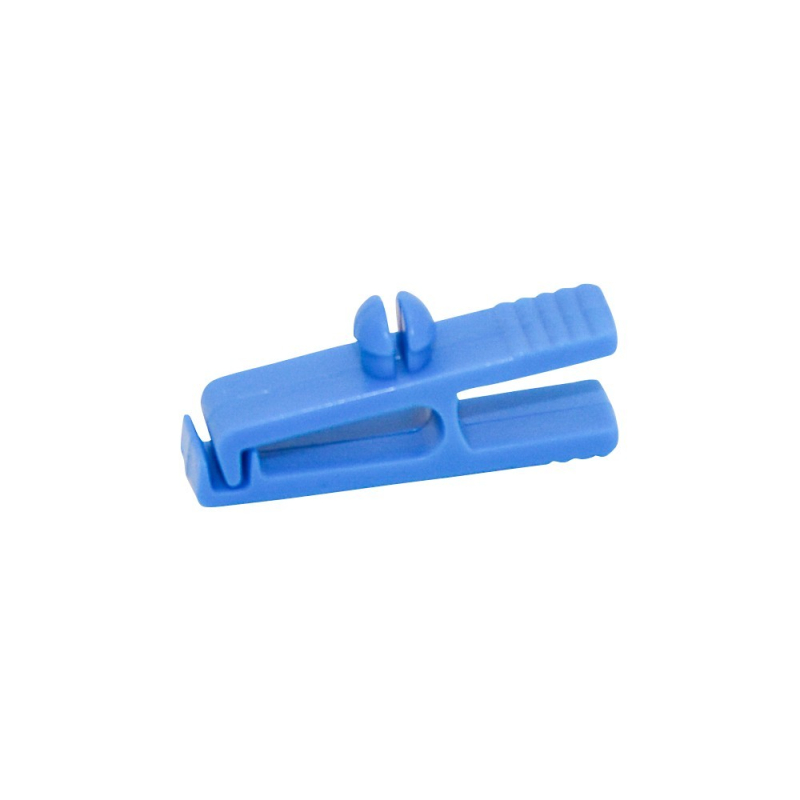 Lot de 100 clips plastique bleu pour cartes et badges avec perforation